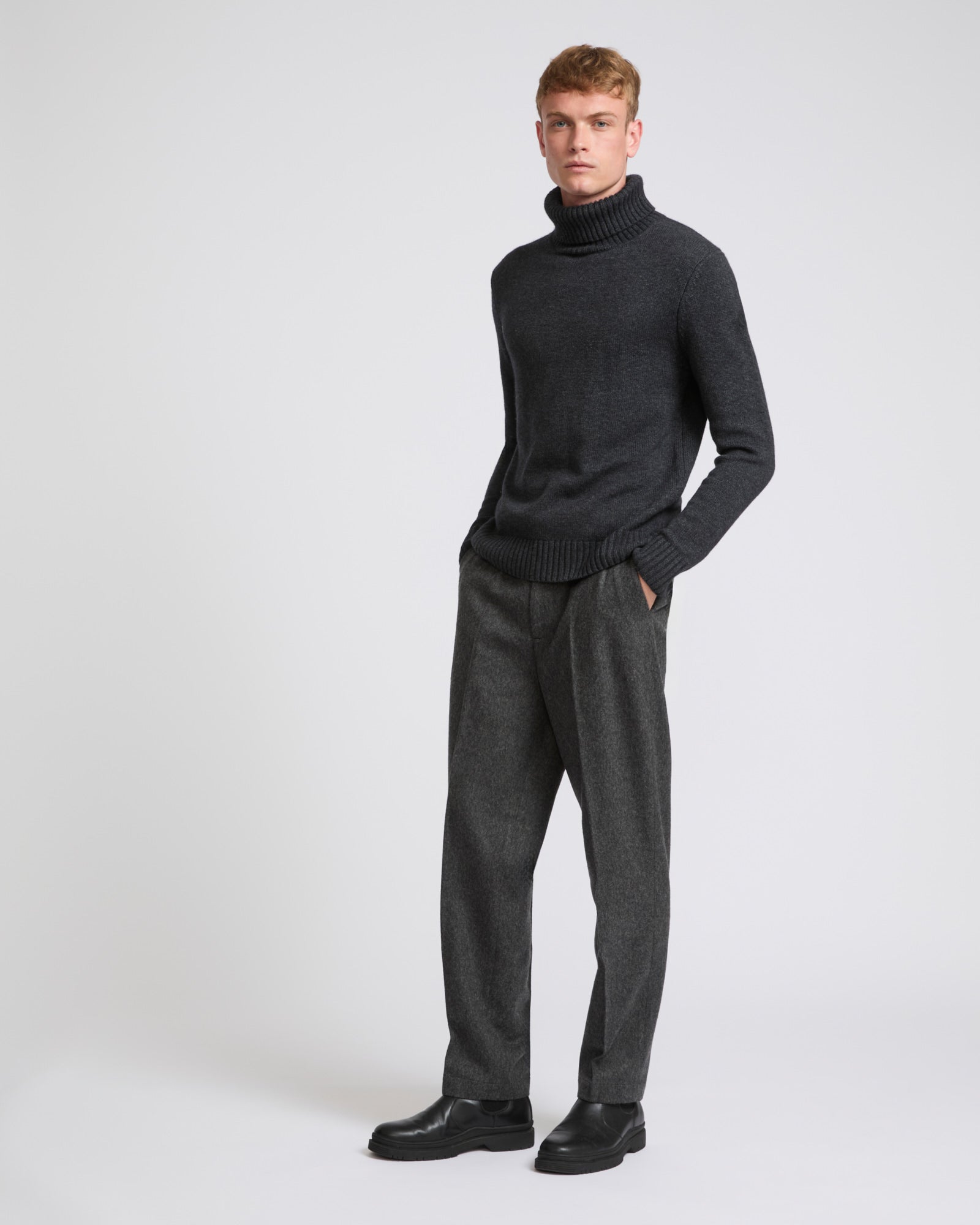 Wool chino trousers - grey - Yves Salomon – Yves Salomon UK
