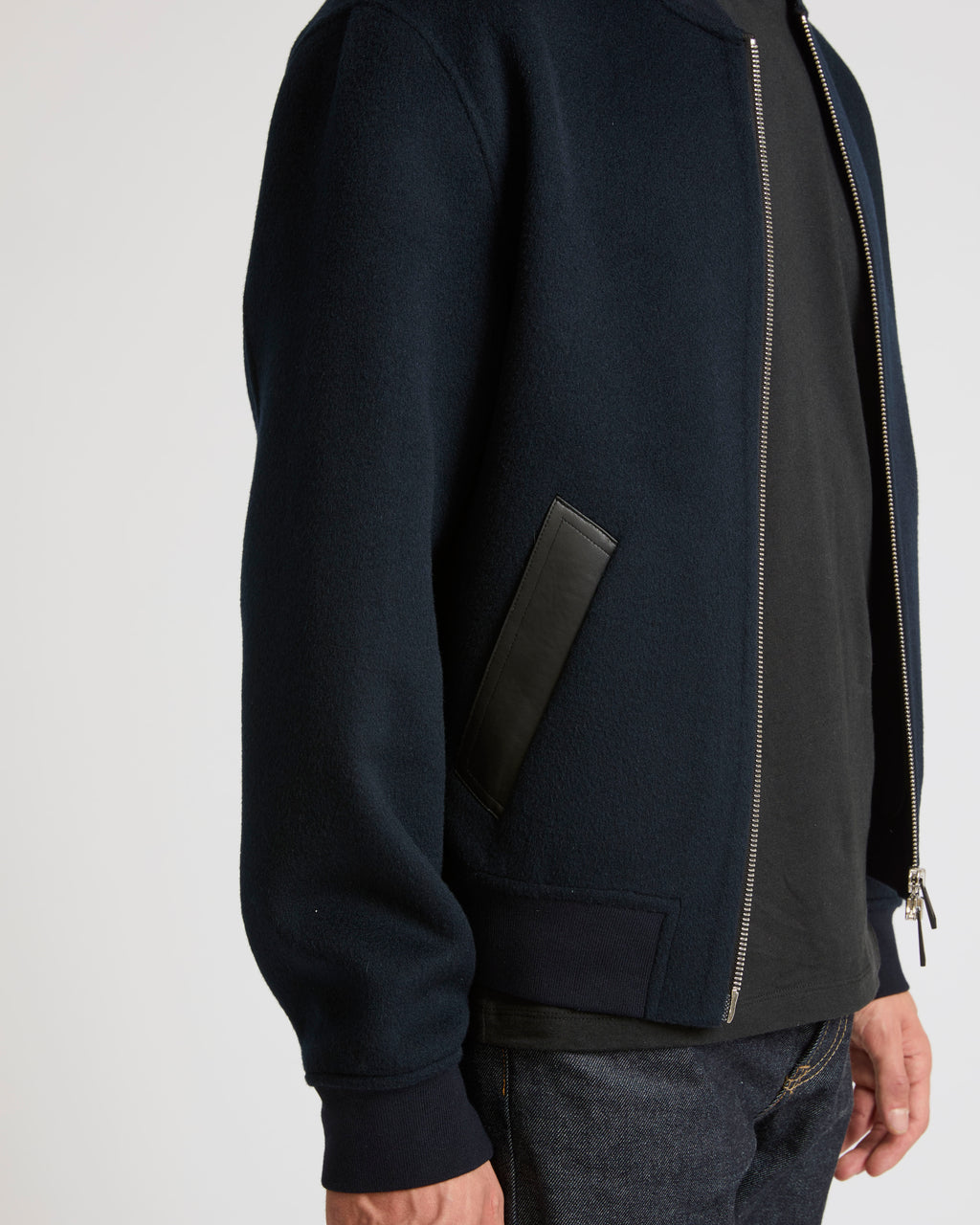 Wool-cashmere varsity jacket - navy - Yves Salomon – Yves Salomon UK