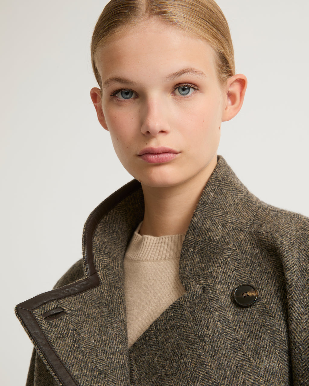 Long woollen pea coat - grey - Yves Salomon – Yves Salomon UK